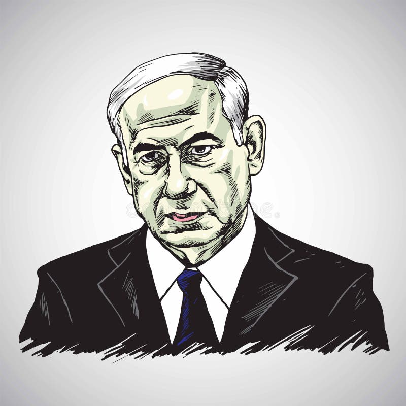 Benjamin Netanyahu Med Den Israel Flag Background Illustration Vector ...