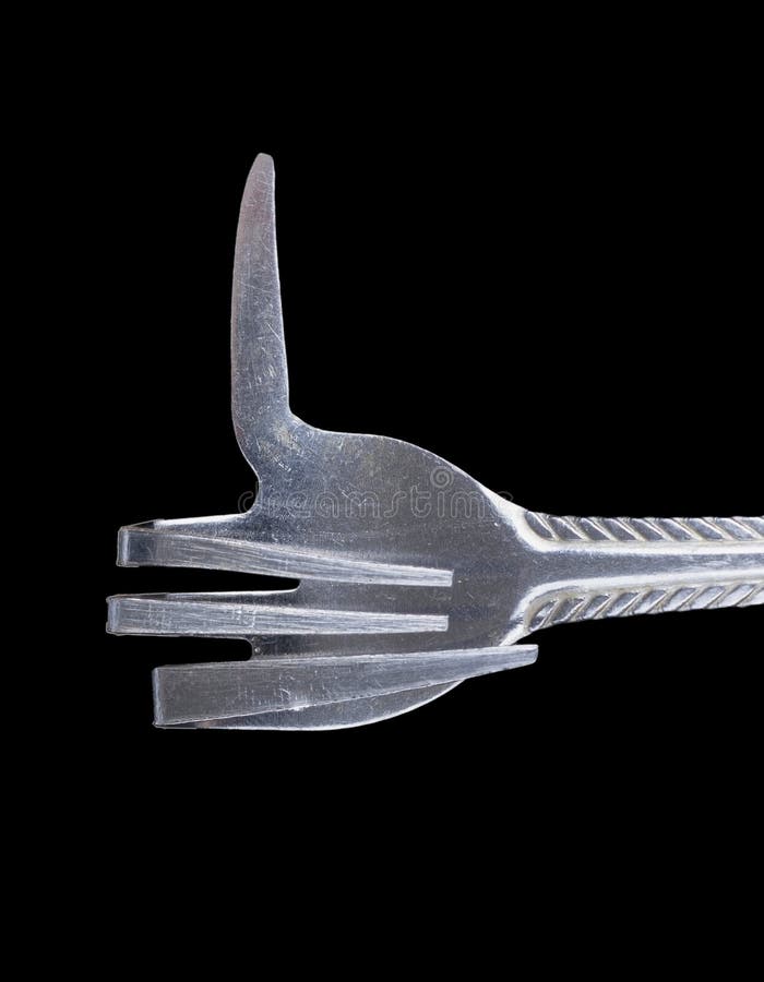 Bent Metal Fork, One Teeth Down. Stock Image - Image of service, shape ...