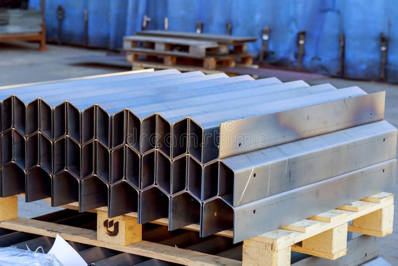 Bent Metal Products are Stacked on a Pallet. Work with Sheet Metal ...