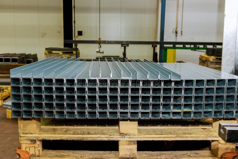 Bent Metal Products are Stacked on a Pallet. Work with Sheet Metal ...