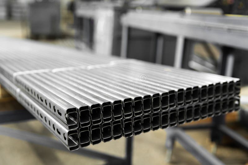 Bent Metal Profile Channel. Zinc Steel Profile at Bundle. Stock Image ...