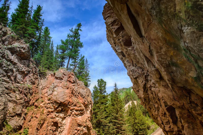 Bent Over Red Rocks, Bottom View. Red Gate, Altai Mountains Stock Image ...