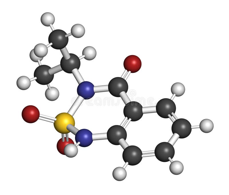 Bentazon Herbicide Molecule. 3D Rendering. Atoms are Represented As ...