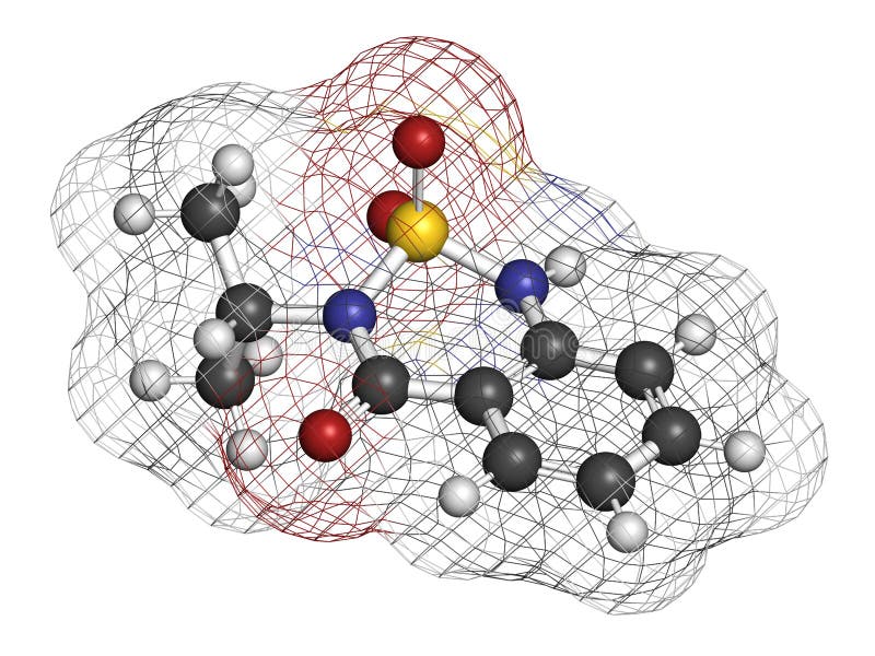 Bentazon Herbicide Molecule. 3D Rendering. Atoms are Represented As ...