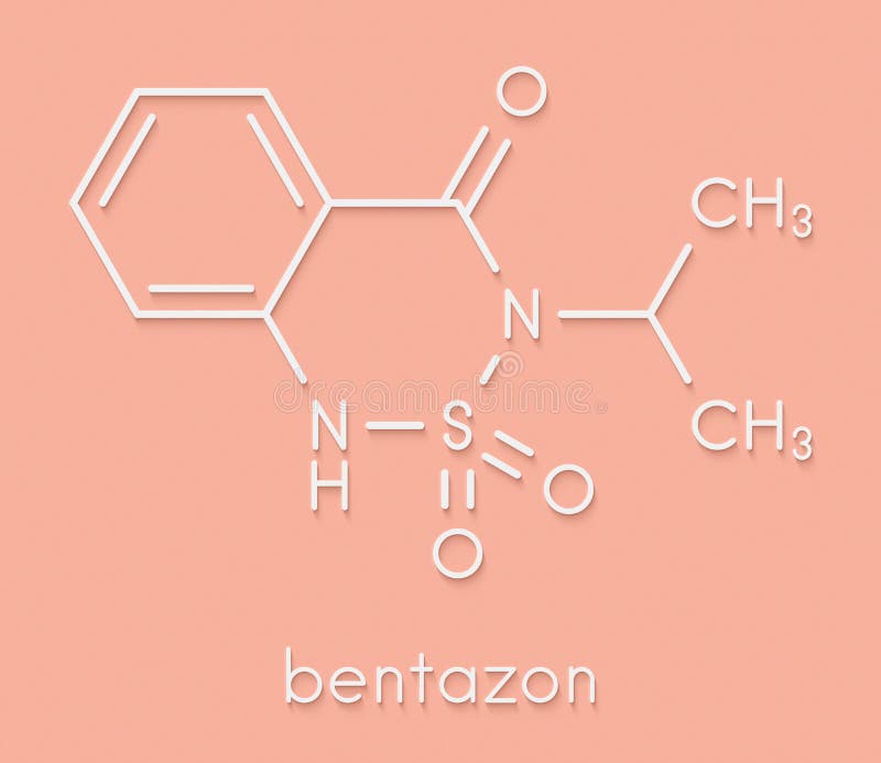 Bentazon Herbicide Molecule. 3D Rendering. Atoms are Represented As ...