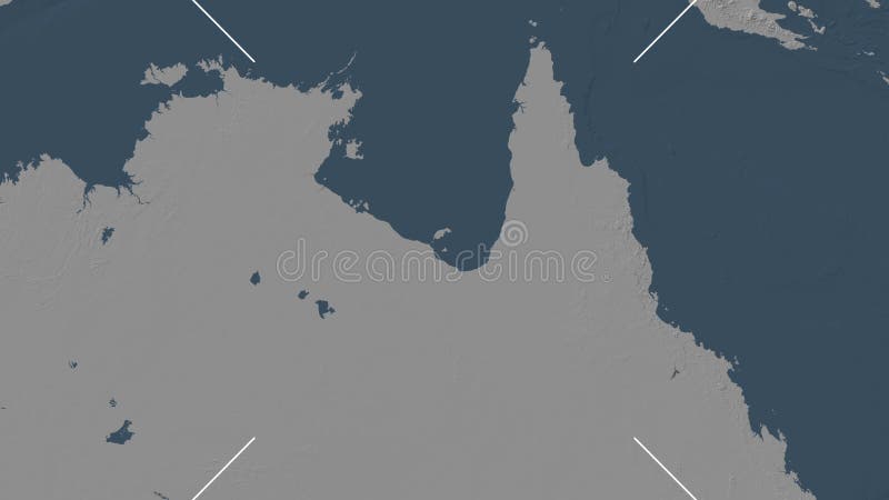 Bentinck Island in the Arafura Sea. Steel Blue Map. Slide Stock Footage ...