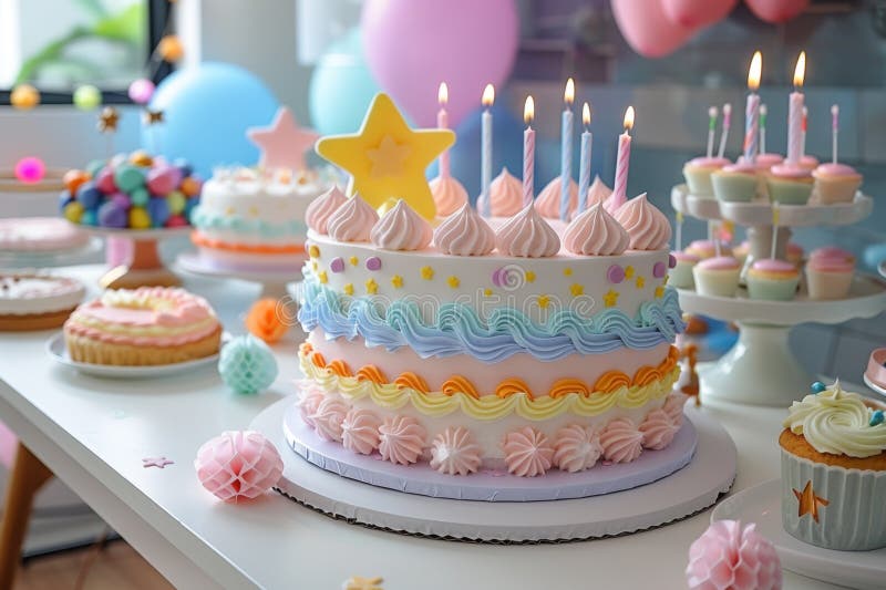 Bento Cake Design, Colorful Bento Cake Displayed on White Table, Ideal ...