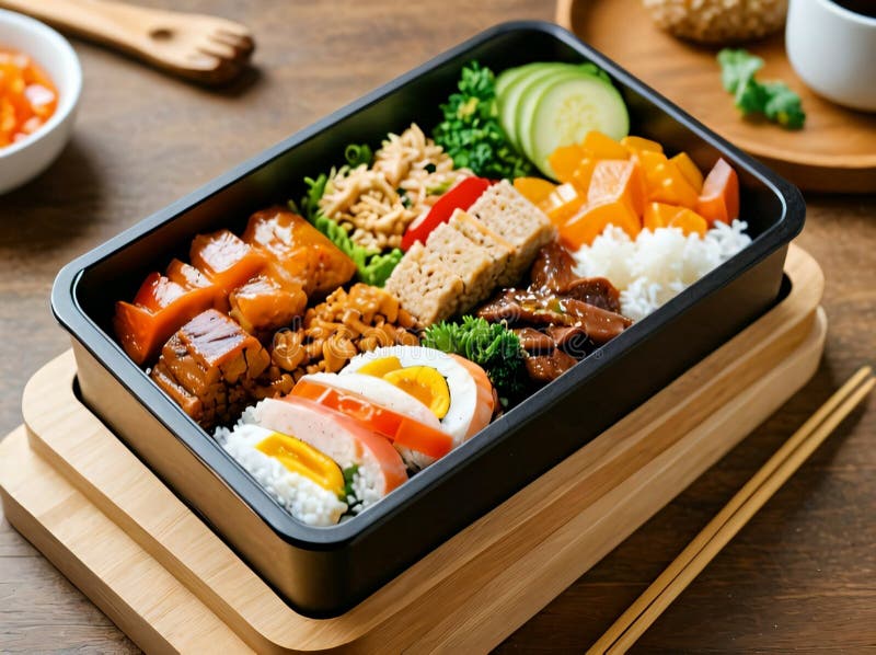 Bento, Delicious Typical Japanese Food Stock Image - Image of bowl ...