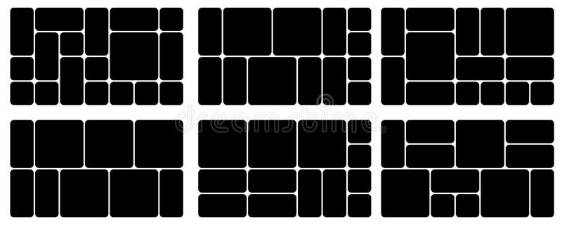 Bento Grid Vector Horizontal Layouts. Geometric Tiles Pattern for Photo ...