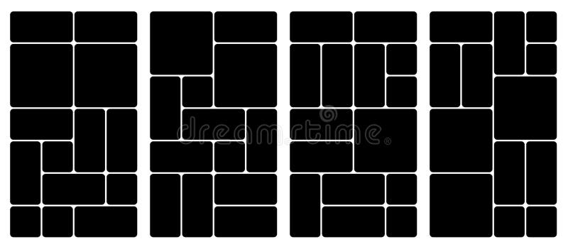 Bento Grid Vector Vertical Layouts. Geometric Tiles Pattern for Photo ...