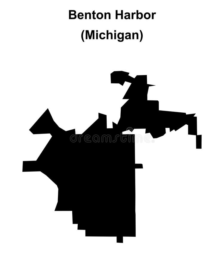 Benton Harbor outline map stock vector. Illustration of contour - 387409018