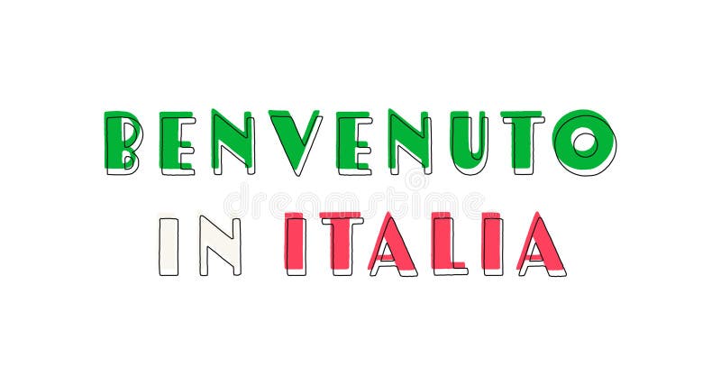Benvenuto in Italia Card. Lettering Vector Isolated on White Background ...