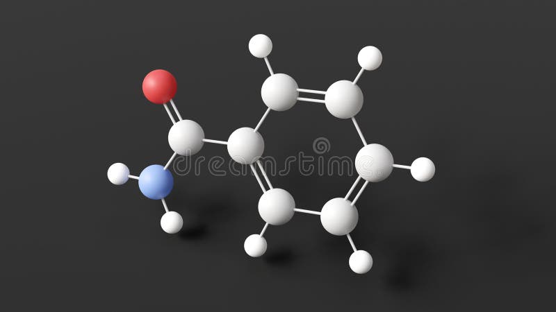 Benzamide Molecule, Structural Chemical Formula, Ball-and-stick Model ...