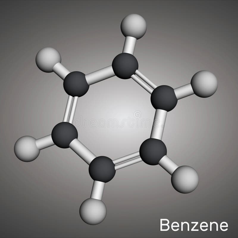 Benzene, Benzol C6H6 Molecule. Molecular Model Stock Illustration ...