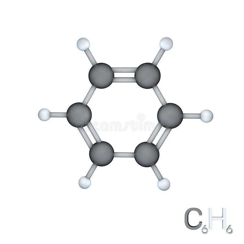 Isolated 3D Model Of A Molecule Of Benzene Stock Illustration ...