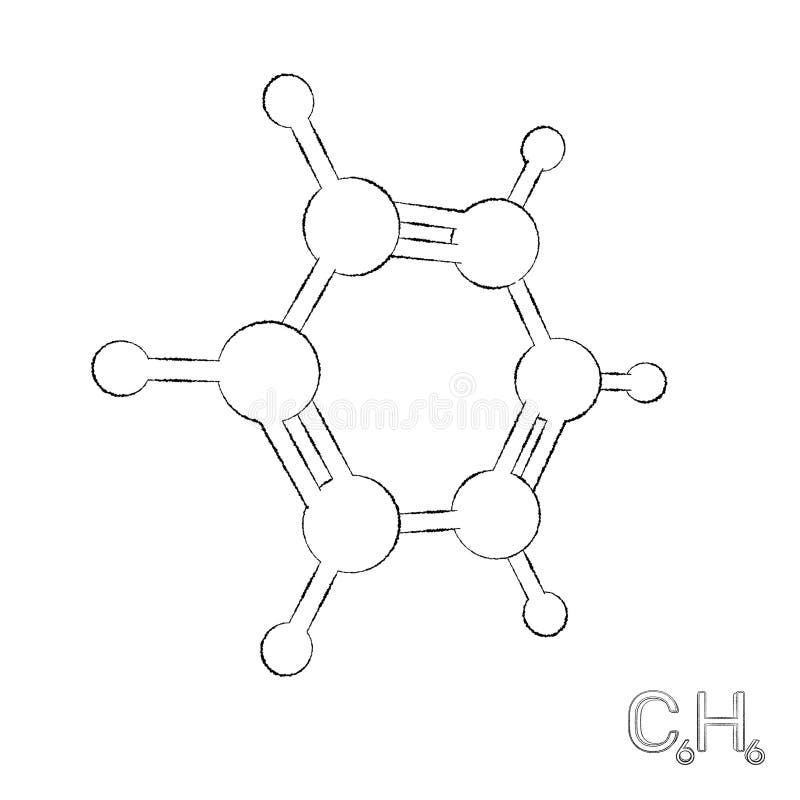 Benzene Model Molecule. Isolated on White Background Stock Illustration ...