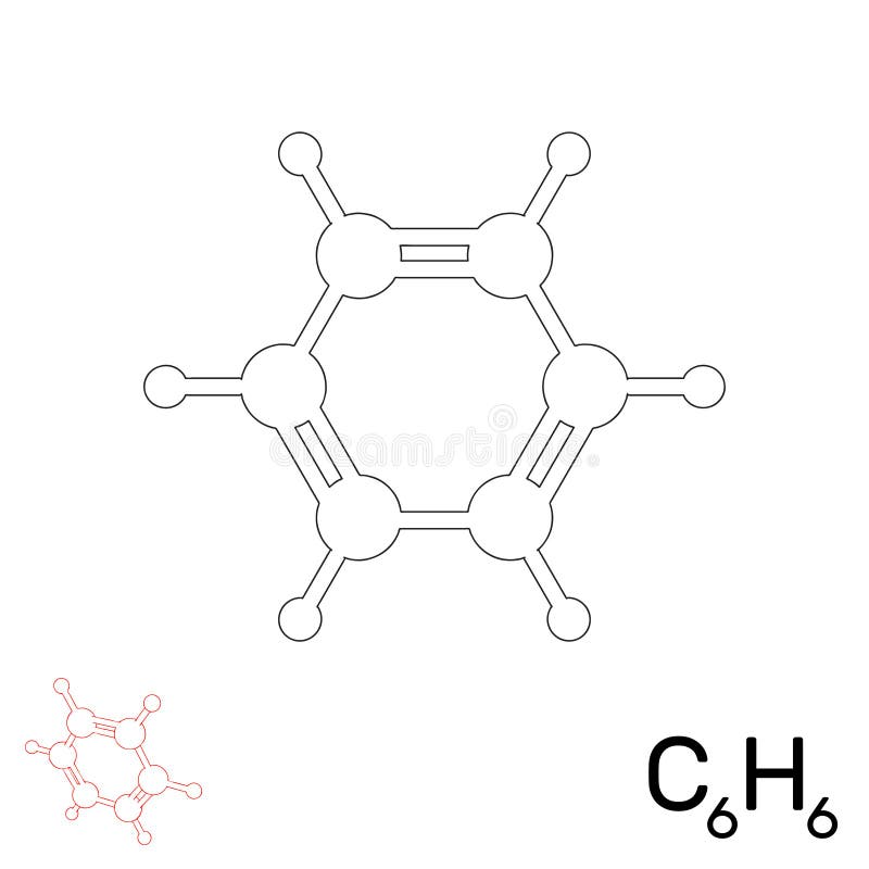 Benzene Model Molecule. Isolated on White Background Stock Illustration ...