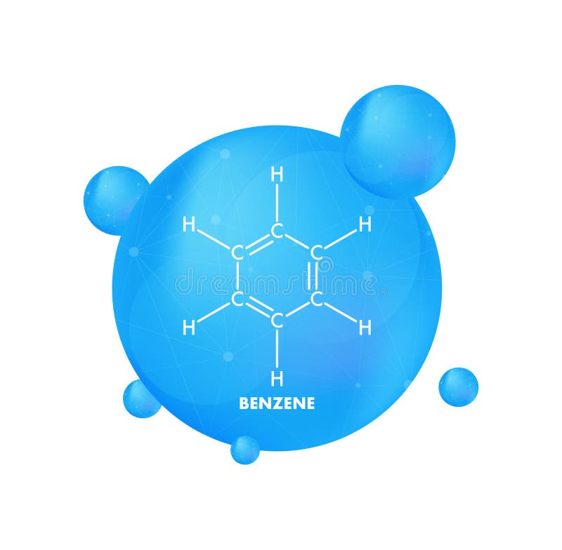 Benzene Molecule Structure Inside Blue Sphere with Smaller Spheres ...