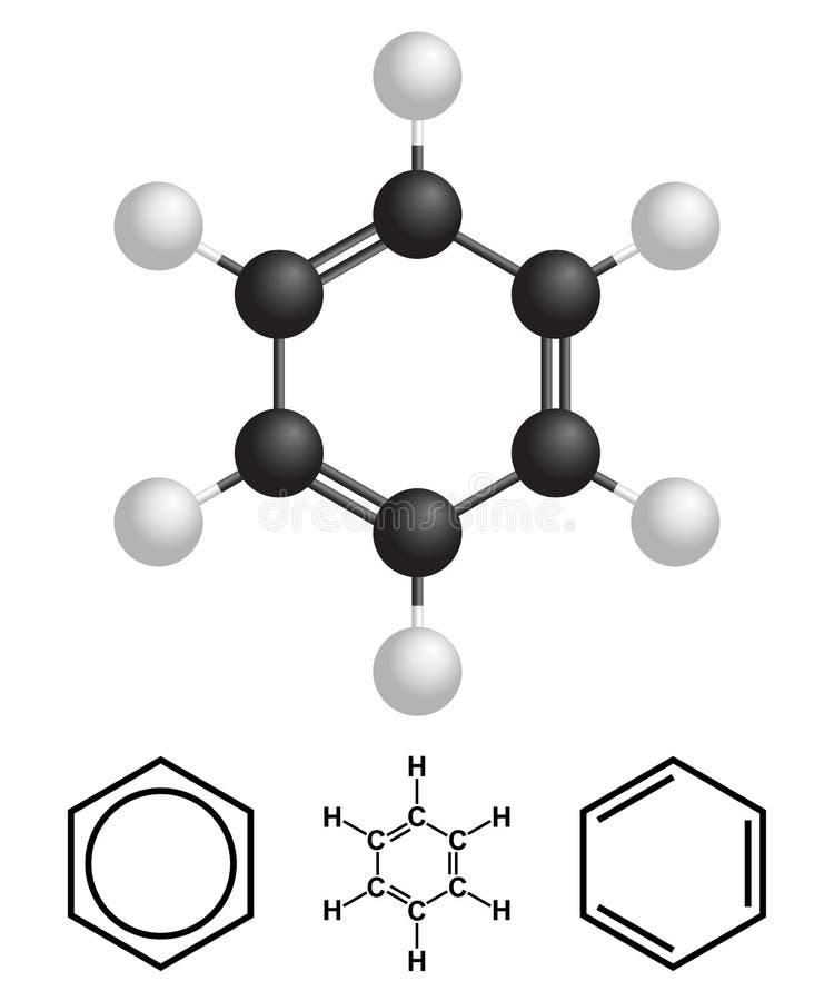Benzene Structure, Formula Isolated on White Background. Vector ...