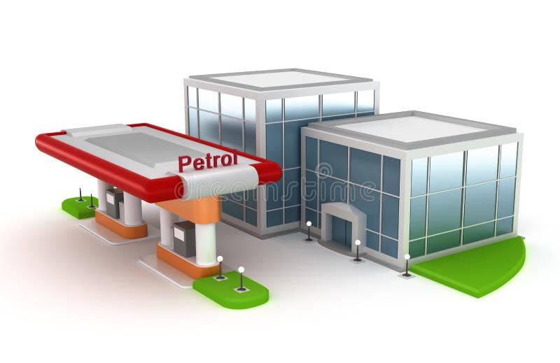 Benzinstation und -markt stock abbildung. Illustration von meilenzahl ...