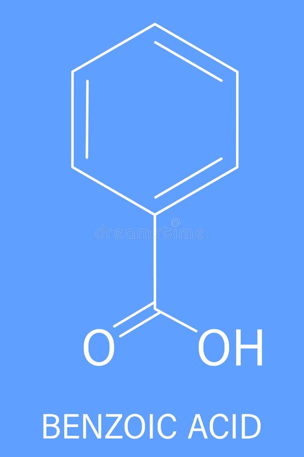 Benzoic Acid Food And Cosmetic Preservative E210 Additive Skeletal Chemical Formula Stock