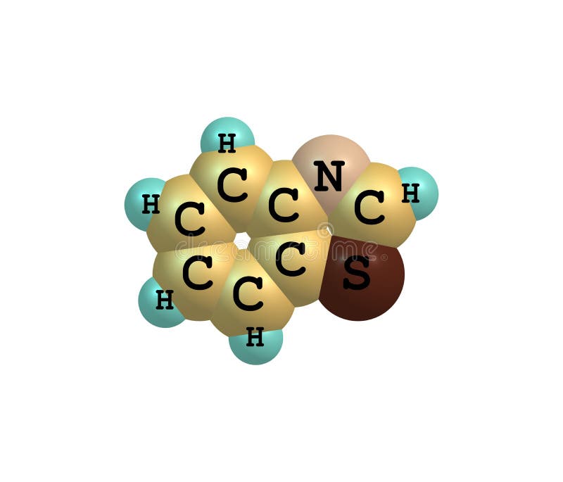 Benzothiazole Molecule Isolated on White Stock Illustration ...