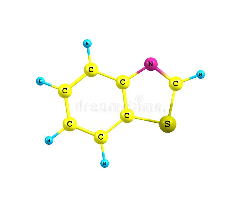 Benzothiazole Molecule Isolated on White Stock Illustration ...