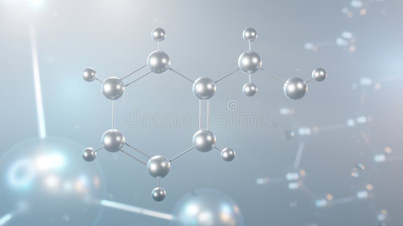 Benzyl Alcohol Molecular Structure, 3d Model Molecule, Aromatic Alcohol ...