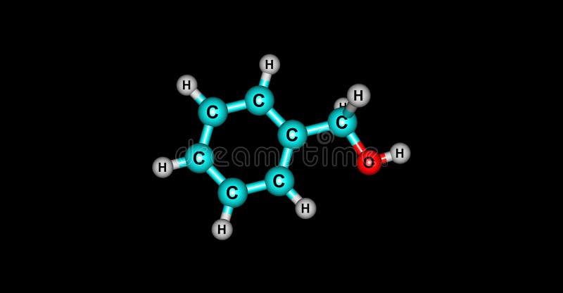 Benzyl Alcohol Molecular Structure Isolated on Black Stock Illustration ...