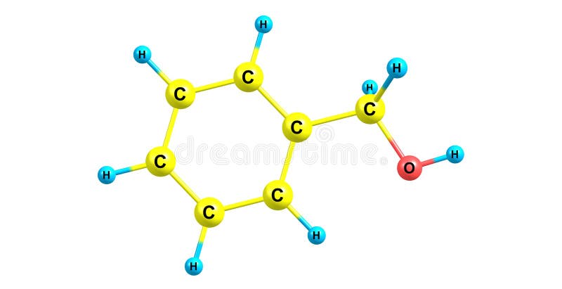 Benzyl Alcohol Molecular Structure Isolated on White Stock Illustration ...
