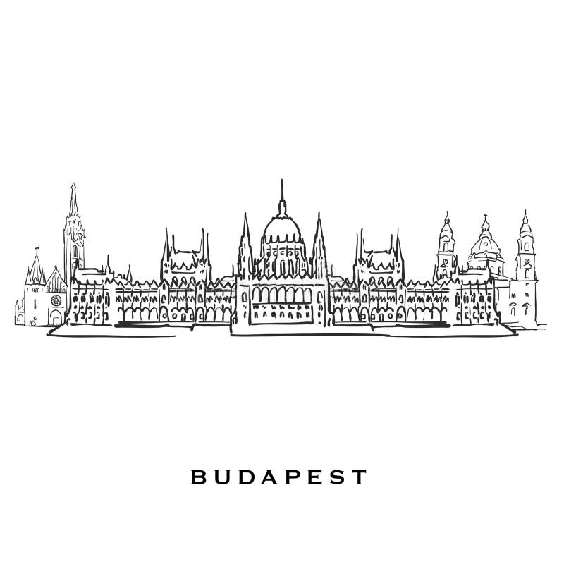Budapest-Stadtplan Mit Von Hand Gezeichneten Architekturikonen Vektor ...