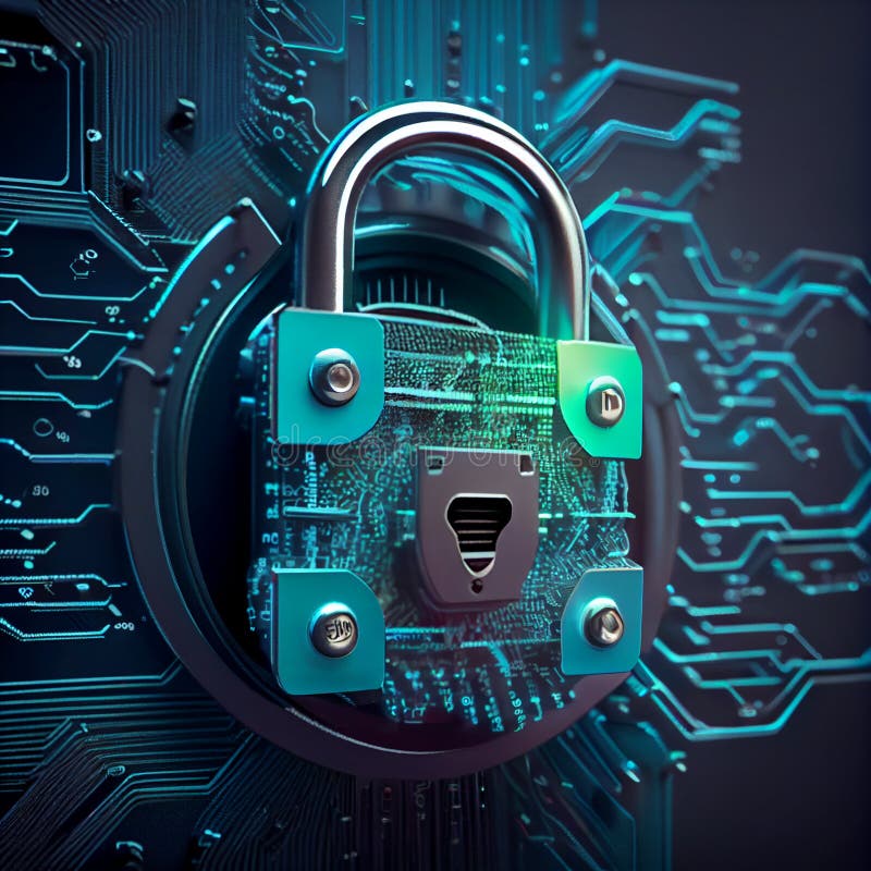 Ber Security Padlock, Digital Lock on Technology Network Data ...