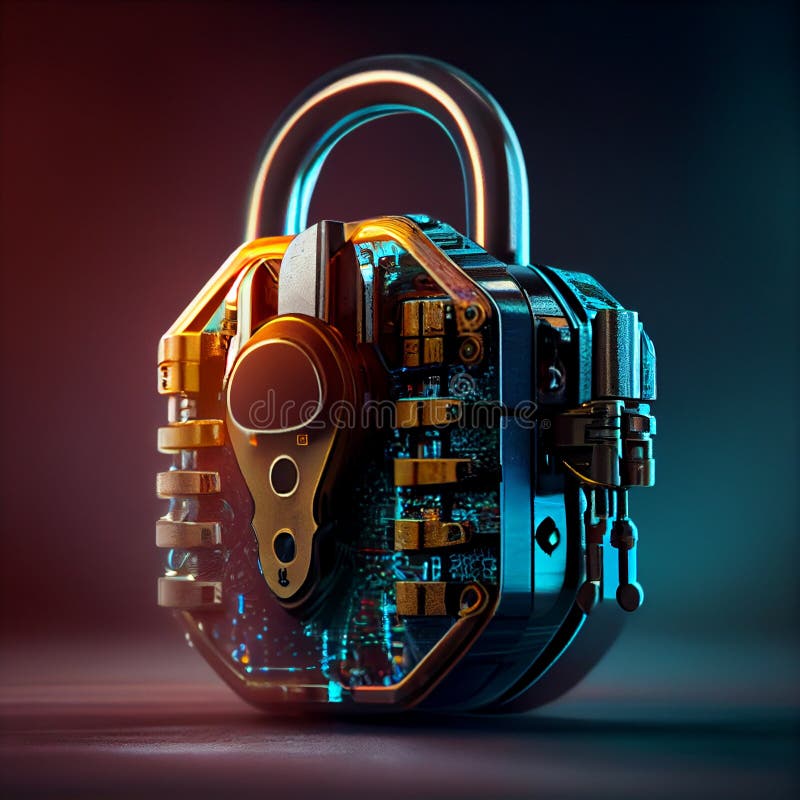 Ber Security Padlock, Digital Lock on Technology Network Data ...