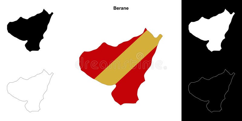 Berane outline map stock vector. Illustration of boundaries - 334728624