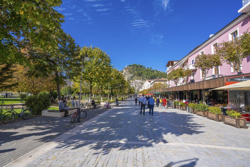BERAT, ALBANIA, SEPTEMBER 29, 2022: Berat Castle Viewed from Boulevard ...