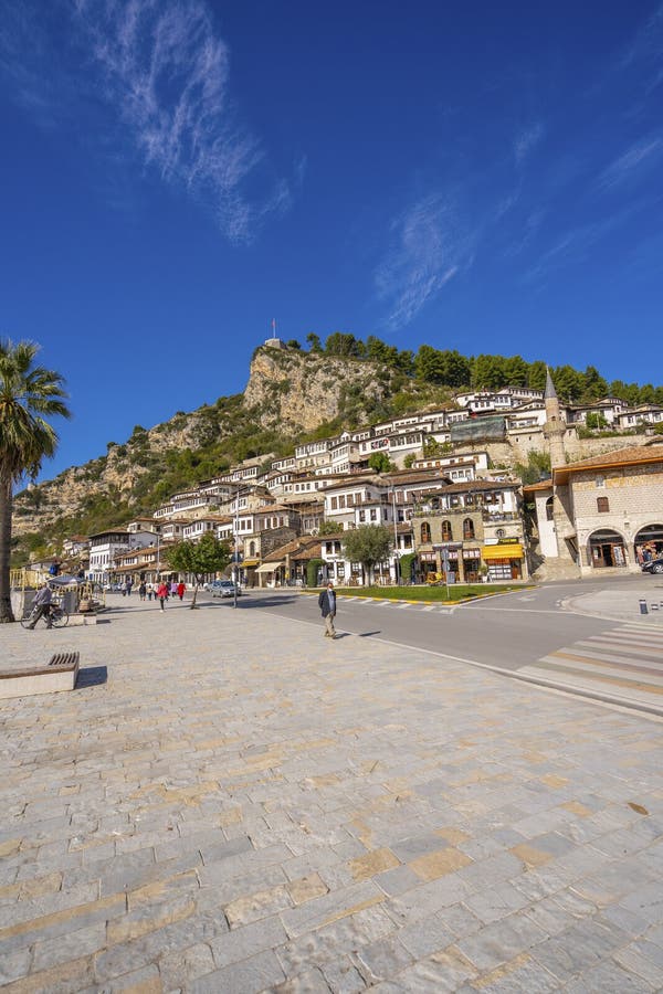 BERAT, ALBANIA, SEPTEMBER 29, 2022: Berat Castle Viewed from Boulevard ...