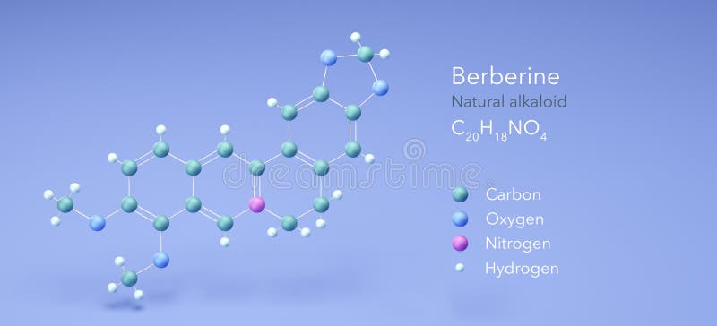 Berberine Molecule, Molecular Structures, Natural Alkaloid, 3d Model ...