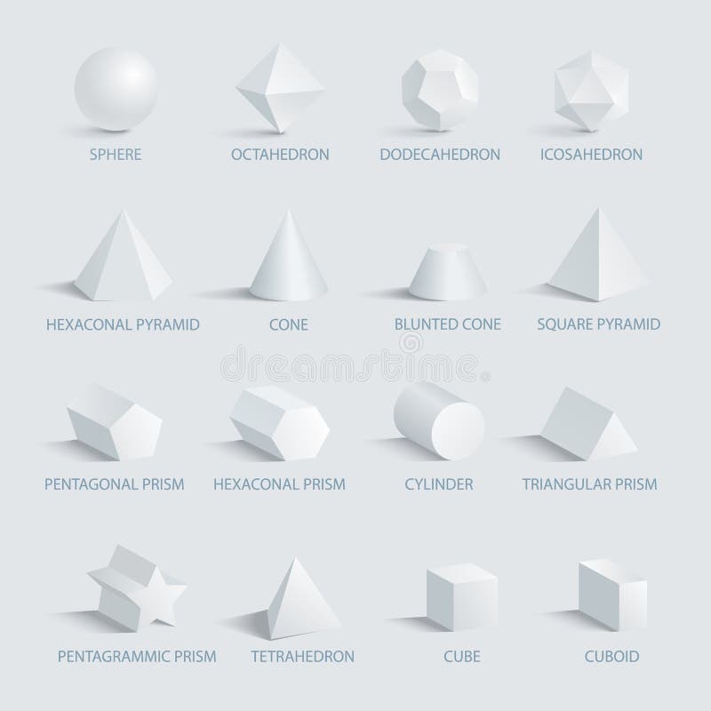 Geometrische Formen 3D Mit Namen-Vektor-Illustration Vektor Abbildung ... Geometrische Formen 3D Mit Namen-Vektor-Illustration Vektor Abbildung ...