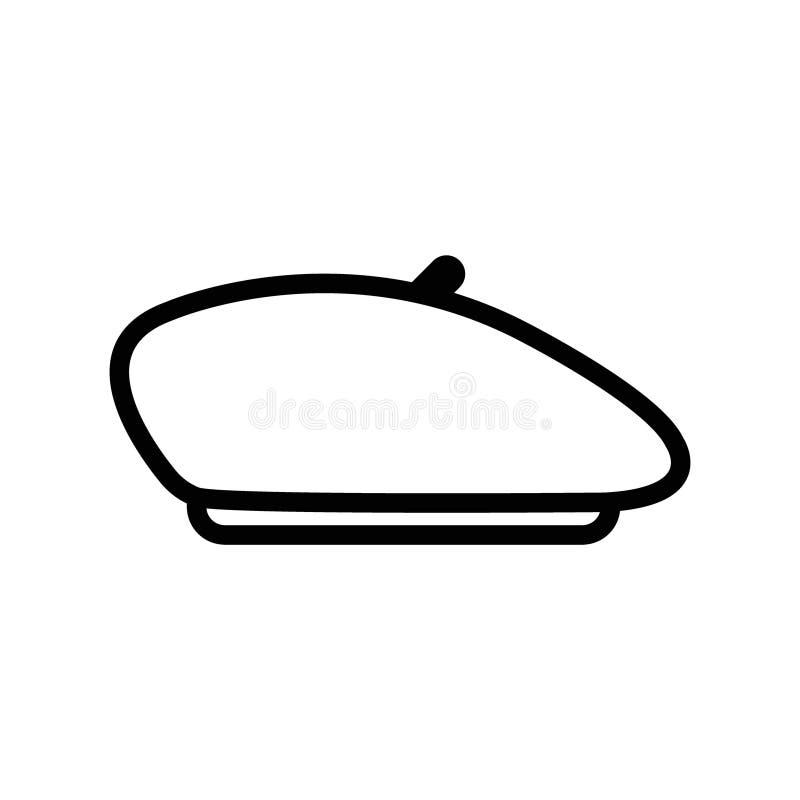 Beret Icon Linear Logo Mark in Black and White Stock Illustration ...