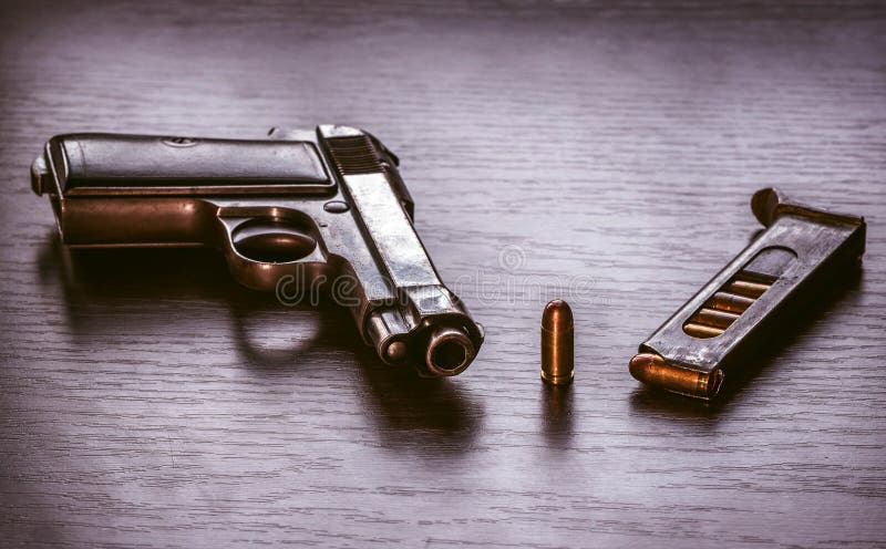 Beretta Pistol with Bullet Magazine Stock Image - Image of caliber ...