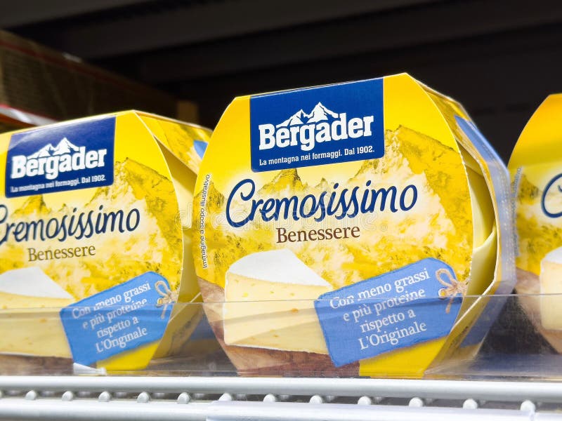 Bergader Cremoso Cheese Packaging Display in Grocery Store Editorial ...