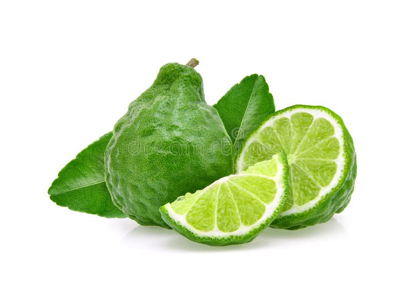 Bergamot Fruit with Leaf Isolated on White Background Stock Photo ...