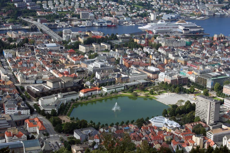 Bergen from above stock image. Image of scandinavian, exterior - 3102949