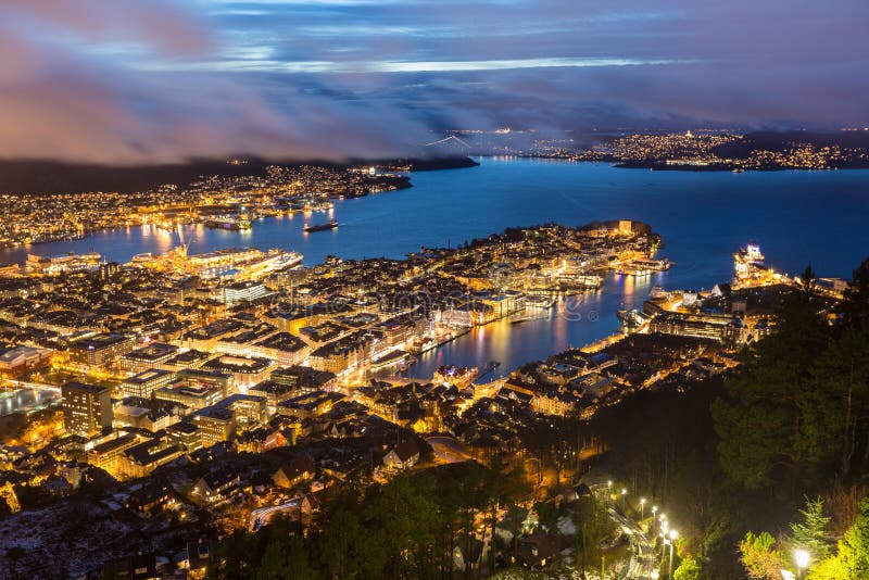 Bergen from above stock image. Image of dusk, vacation - 85472093