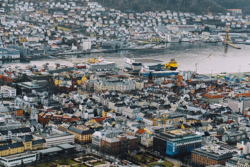 Bergen City in Norway at Sunset Editorial Image - Image of mountains ...
