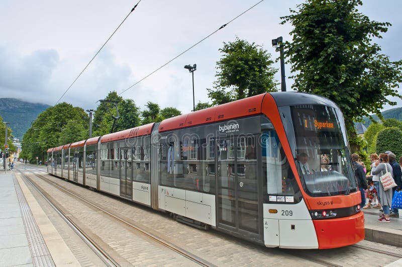 Bergen Light Rail - Bybanen, Norway Editorial Stock Image - Image of ...