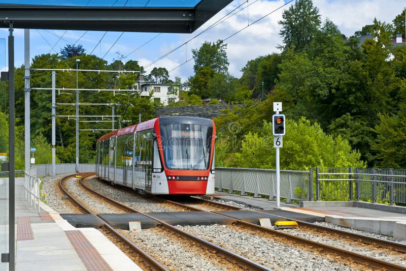 Bergen Light Rail - Bybanen, Norway Editorial Stock Image - Image of ...
