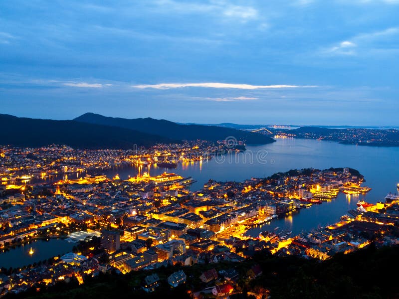 Bergen Night Scene, Norway stock photo. Image of europe - 34251868