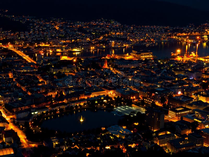 Bergen Night Scene, Norway stock photo. Image of europe - 34251868