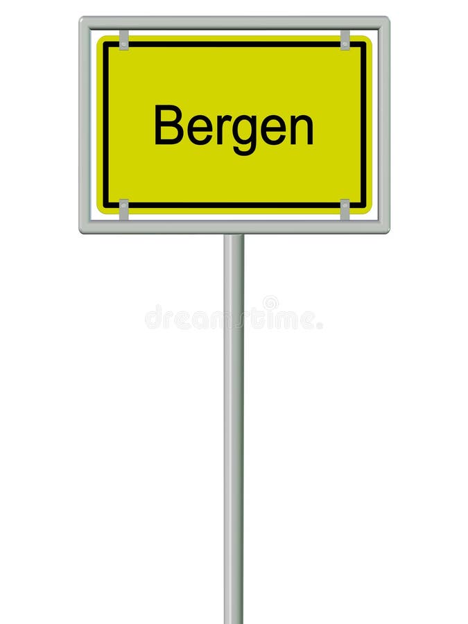 Bergen,town,sign in Close Up Stock Illustration - Illustration of place ...